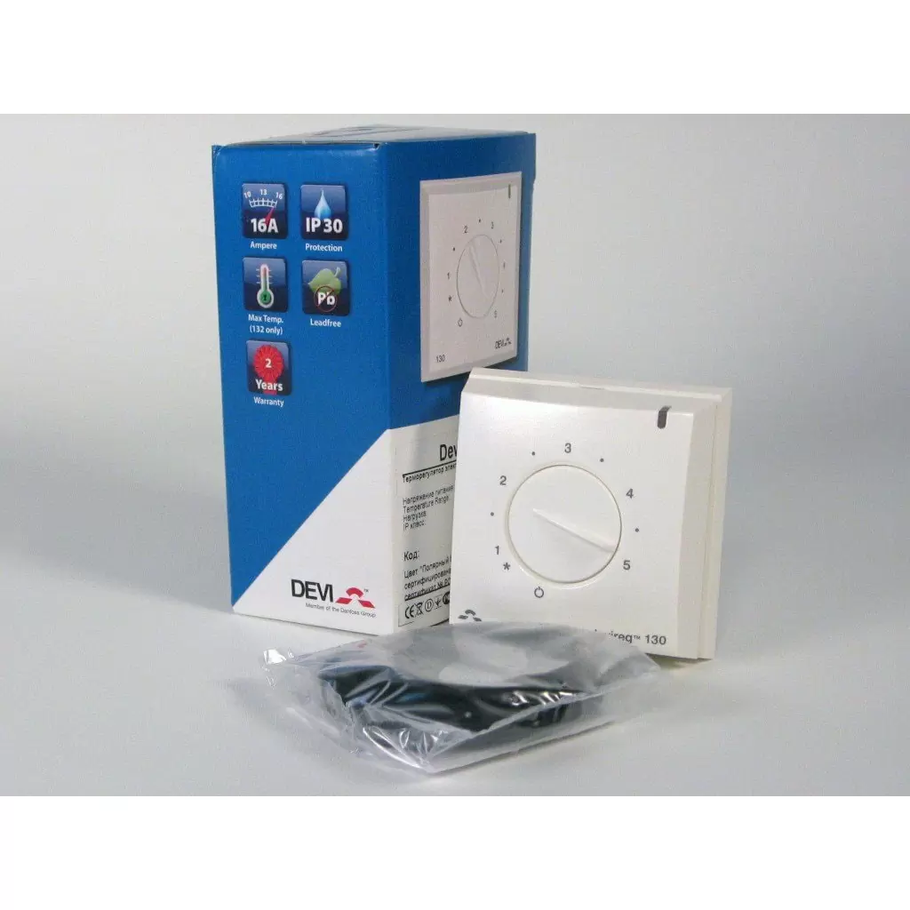 140F1011 ТЕРМОРЕГУЛАТОР DEVIreg 132 С ПОДОВ И ВЪЗДУШЕН СЕНЗОР 🔌Кабелкомерс ООД - Онлайн Магазин